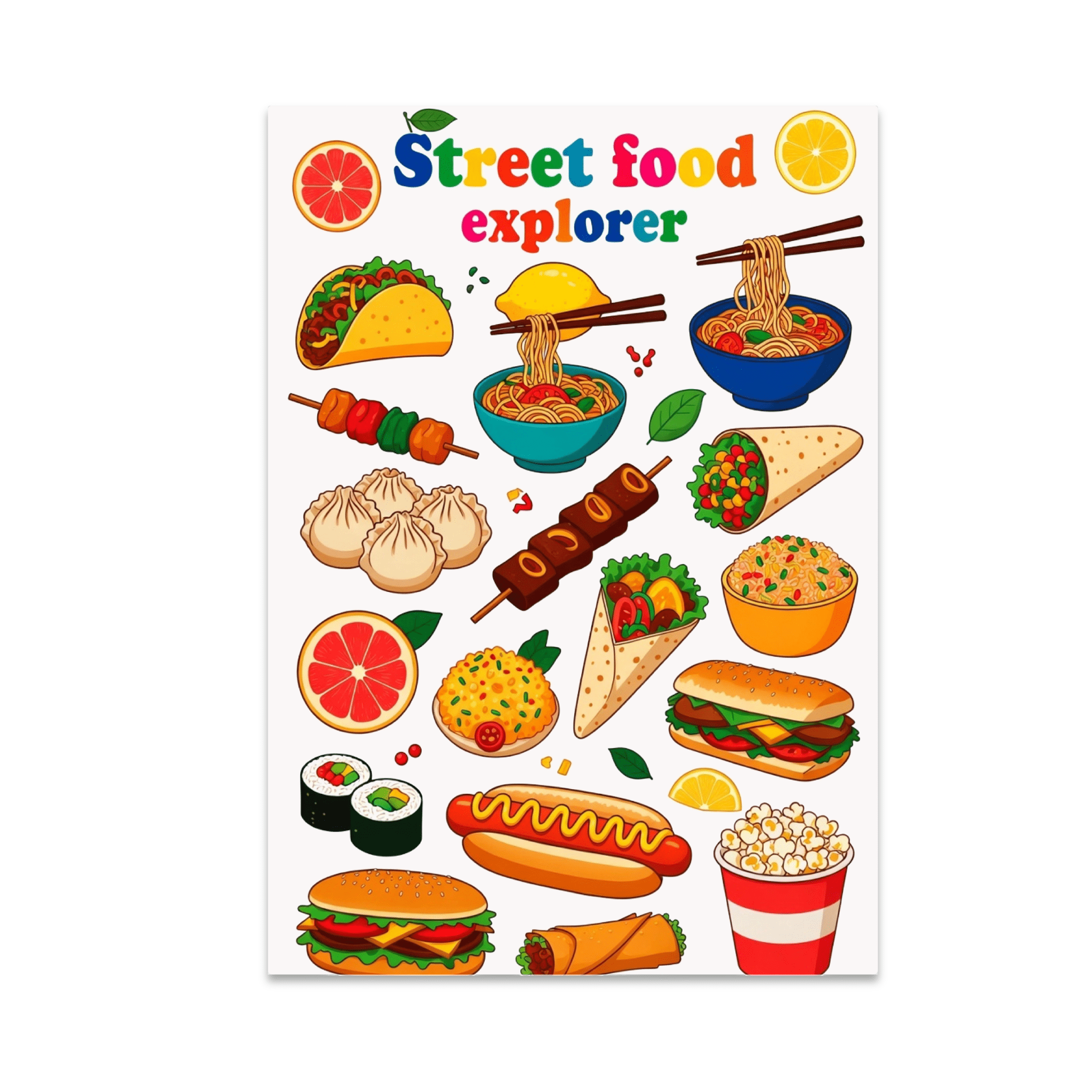 Street Food Explorer Art - Foodie Wall Art - 13x19 Poster Print ...