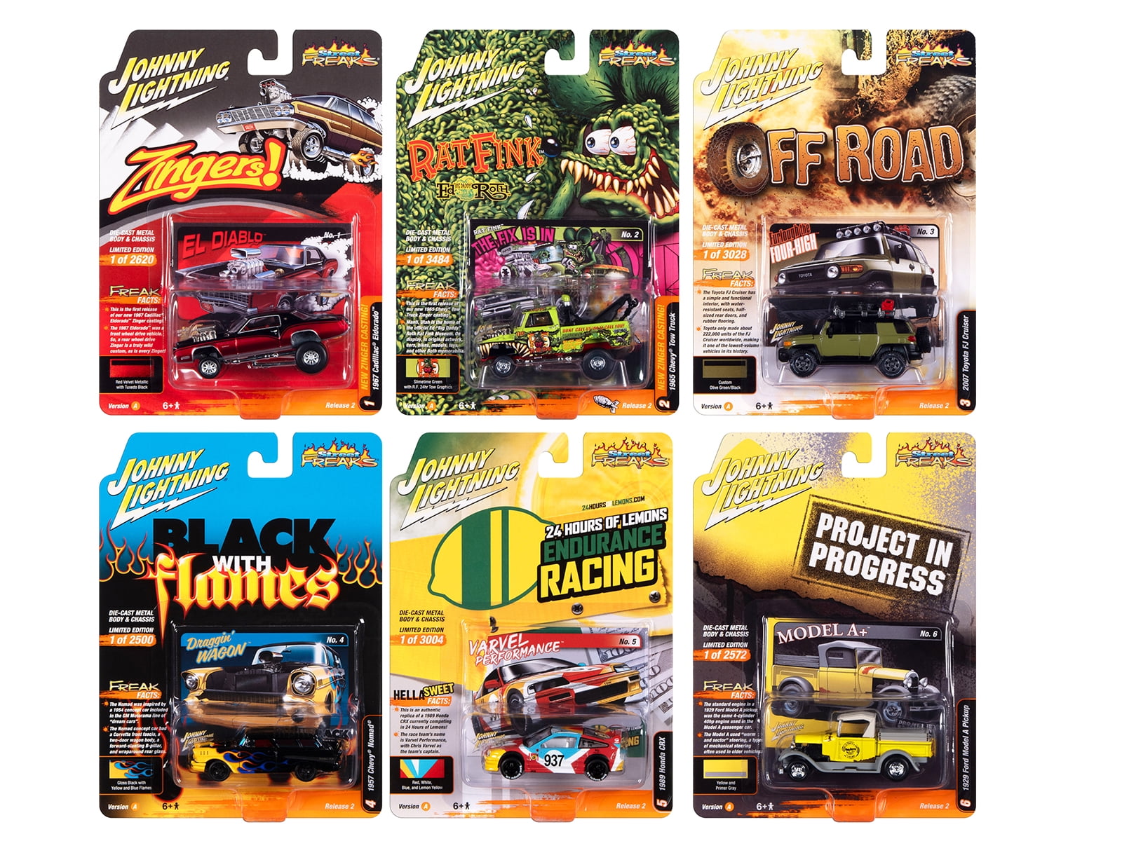 "Street Freaks" 2023 Set A of 6 Cars Release 2 1/64 Diecast Model Cars ...