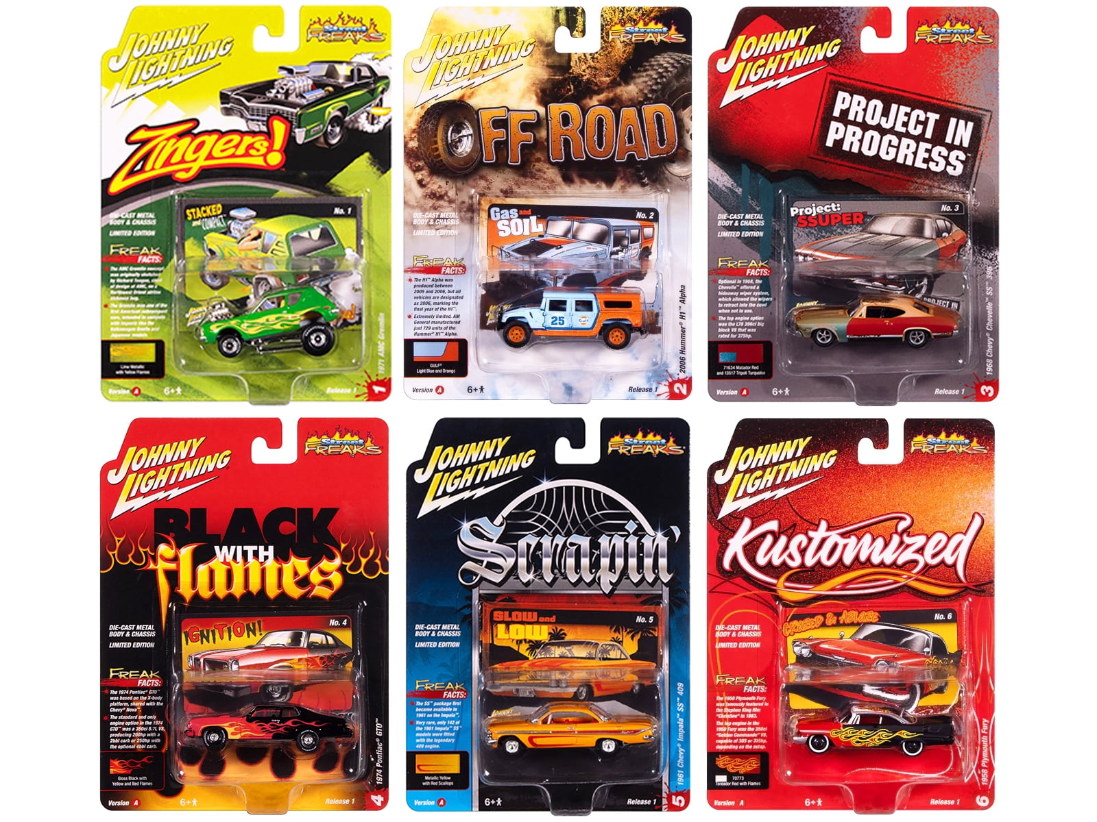 "Street Freaks" 2025 Release 1 Set A of 6 Cars 1/64 Diecast Model Cars ...