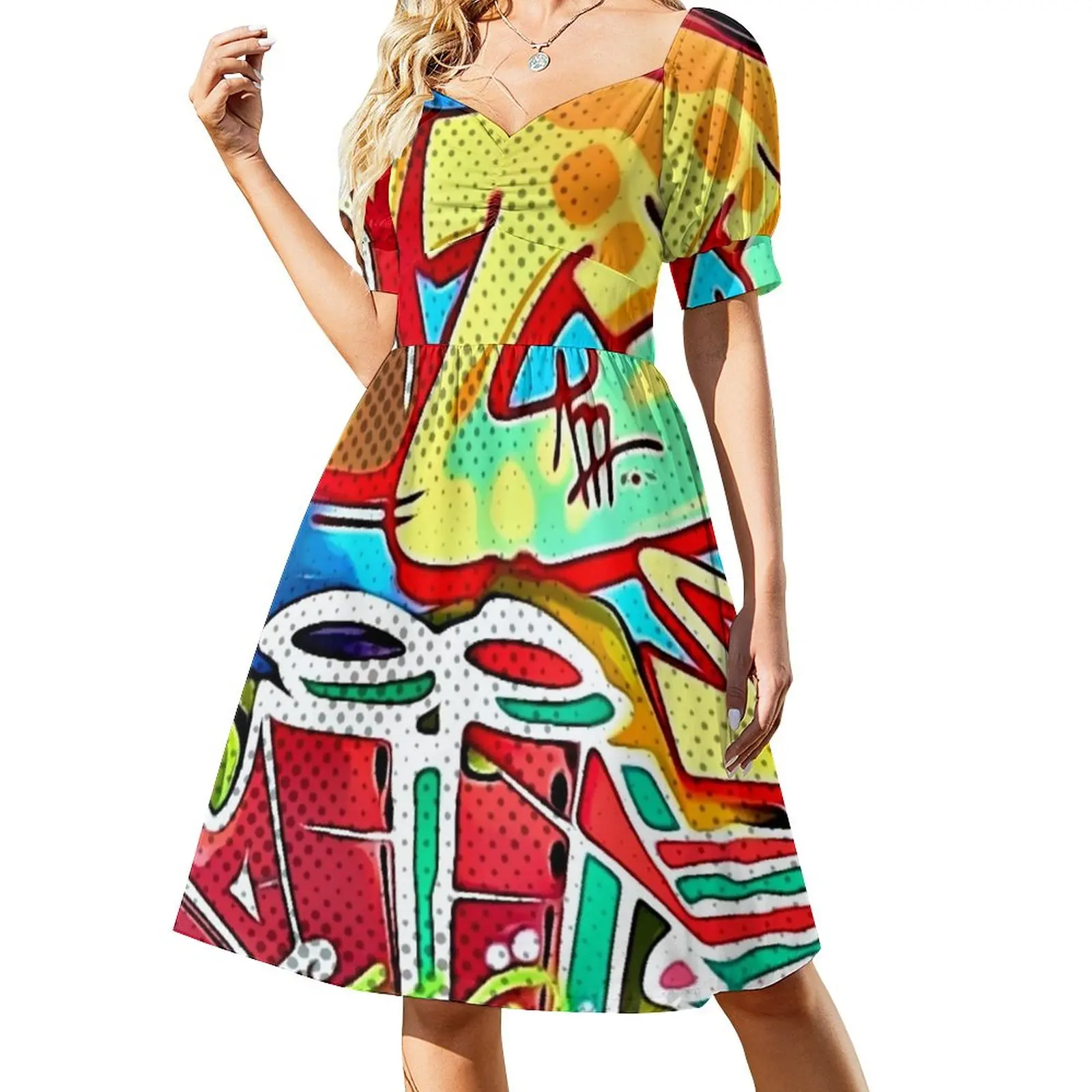 Street Graffiti Art Blended Illustrations Sleeveless Dress Women long ...
