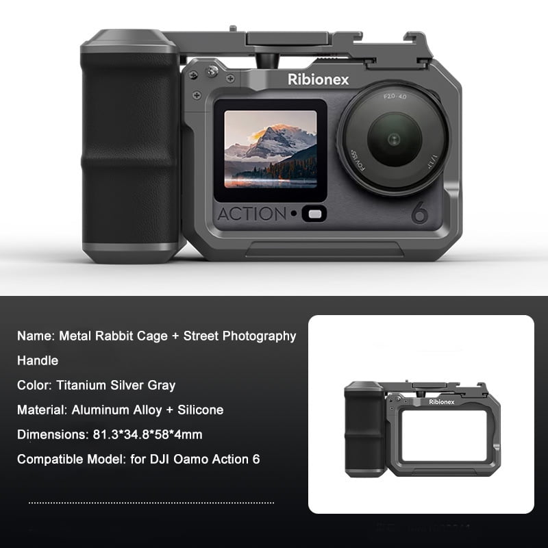 Street Grip Vlog Holder Combo for DJI Osmo Action 6 Camera, Metal ...