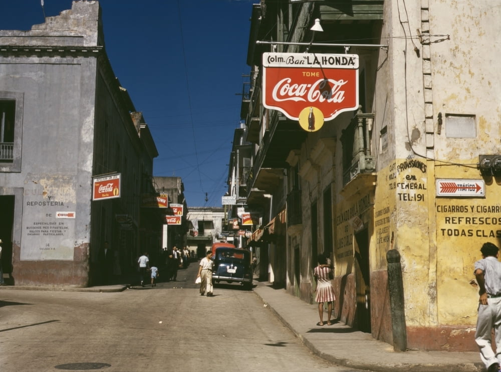 Street In San Juan Puerto Rico Where Many Business Advertise With Coca ...