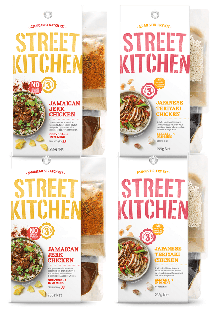 Street Kitchen Jamaican Jerk & Teriyaki Chicken Stir Fry Kit, Variety 4 ...