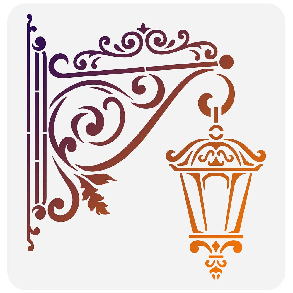 Street Lamp Stencil for Painting 11.8x11.8 inch Reusable Retro Lamp ...