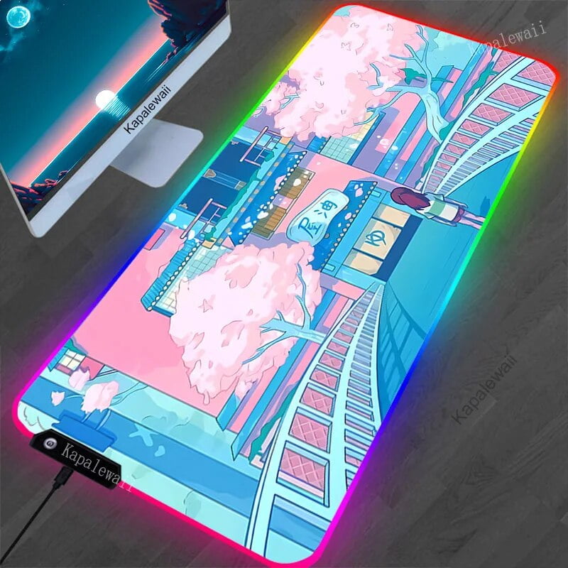 Street Large RGB Mouse Pad Gaming Mousepad Purple Mouse Mat Gamer ...