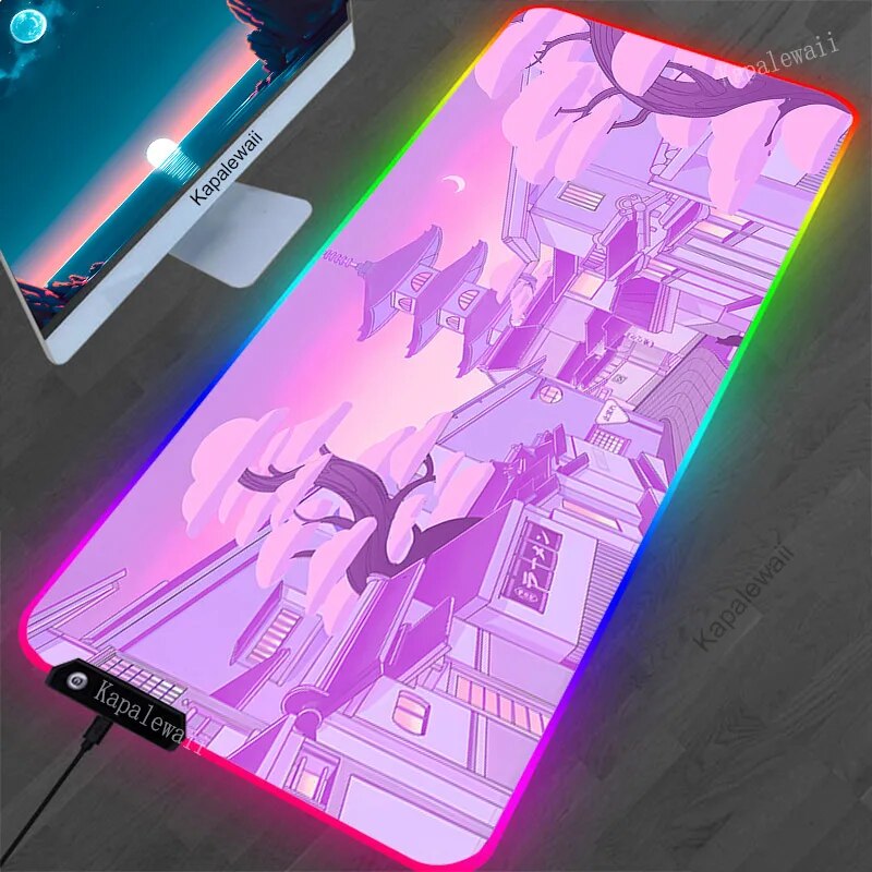 Street Large RGB Mouse Pad Gaming Mousepad Purple Mouse Mat Gamer ...