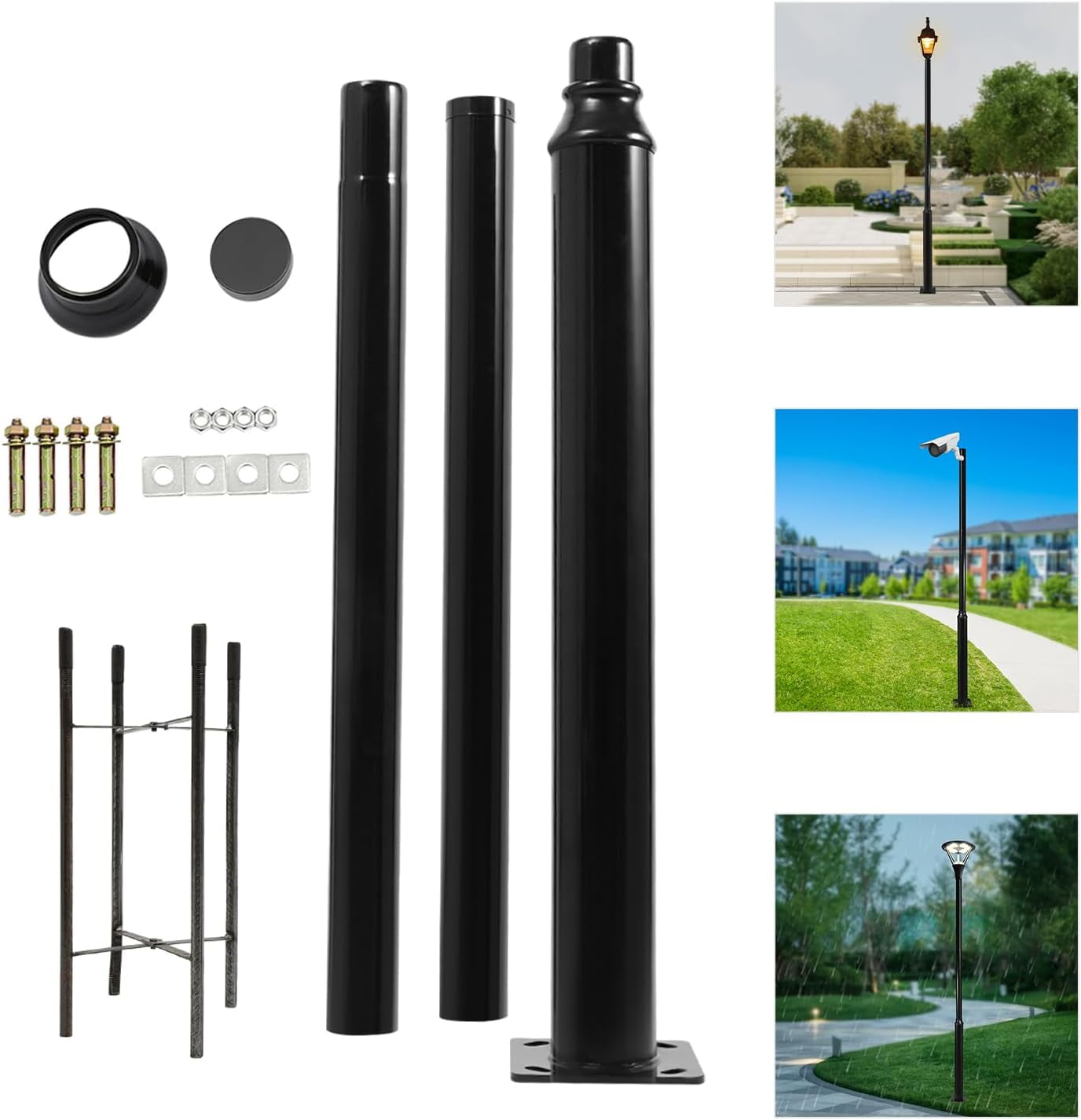 Street Light Pole 10ft Tall Metal Street Lamp Post, Solar Street Light ...