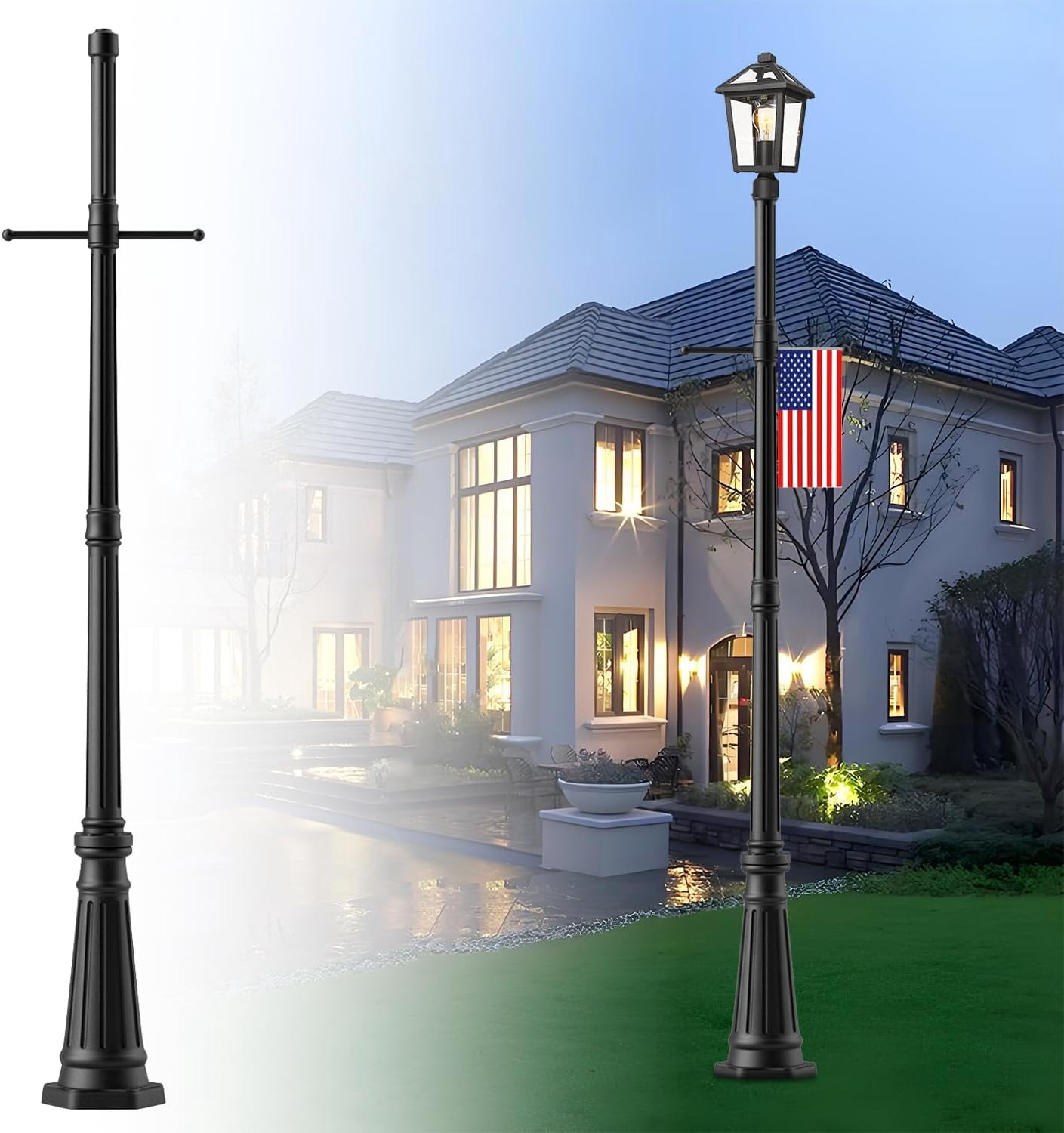 Street Light Pole 20ft Tall - Outdoor Solar Split Street Lamp Post ...