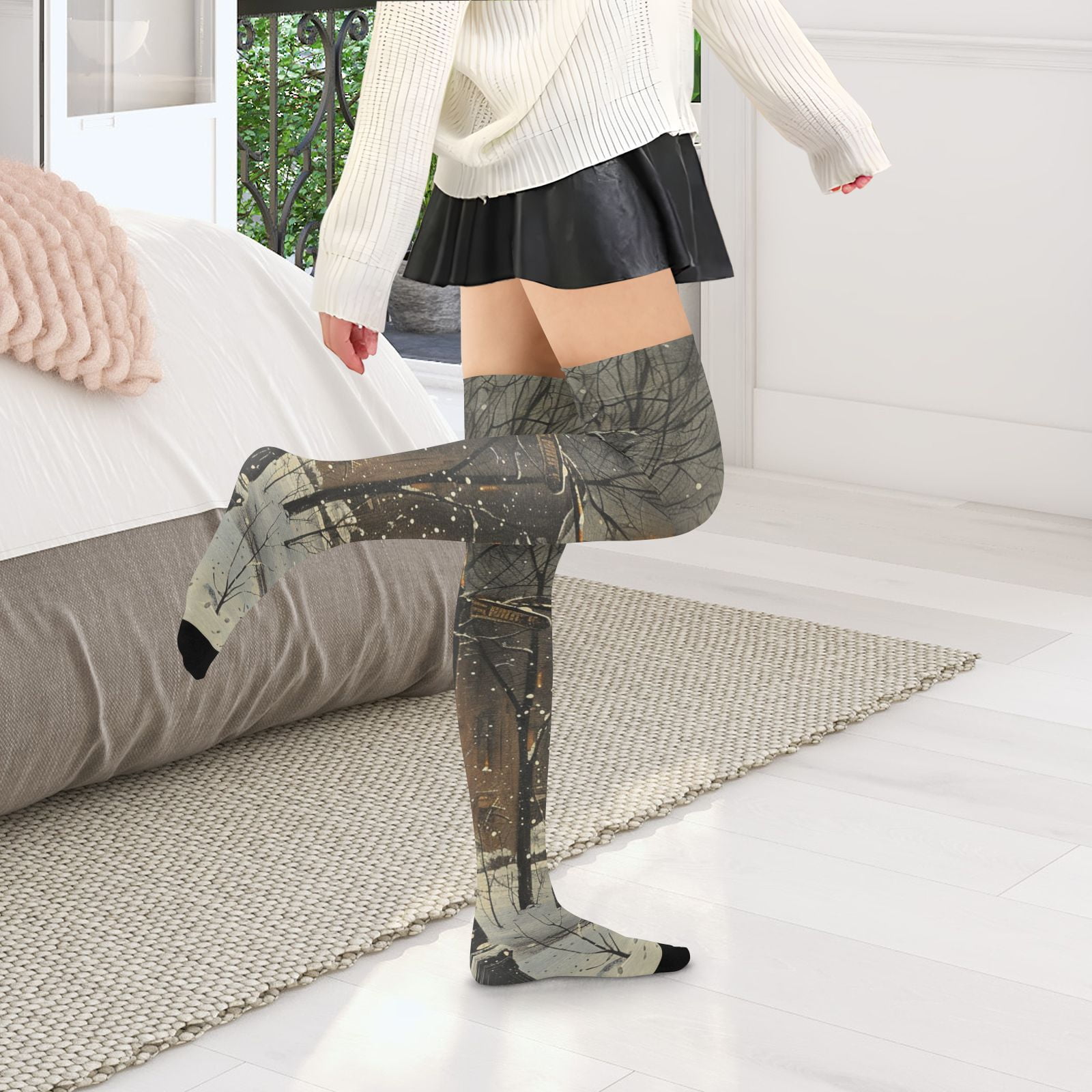 Street Light Trees Womens Thigh High Stocks Over Knee High Socks Thigh ...
