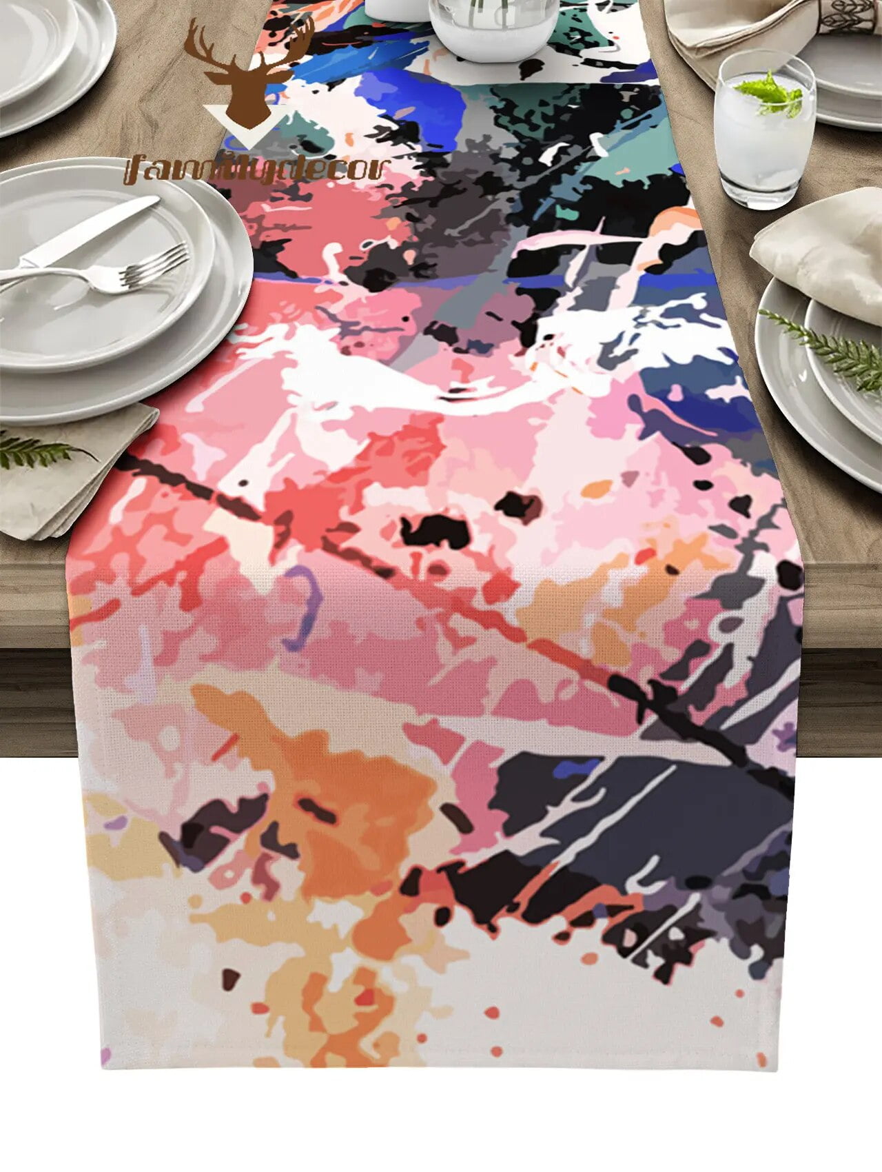 Street Oil Painting Graffiti Art Table Runner Home Wedding Table Flag ...