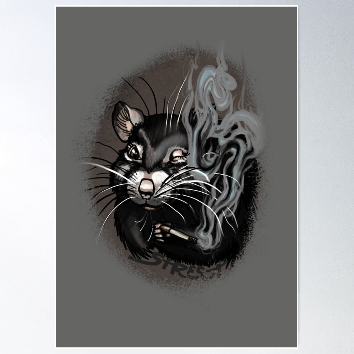 Street Rat Smoker Poster Wall Art, Modern Wall Decor For Living Room ...