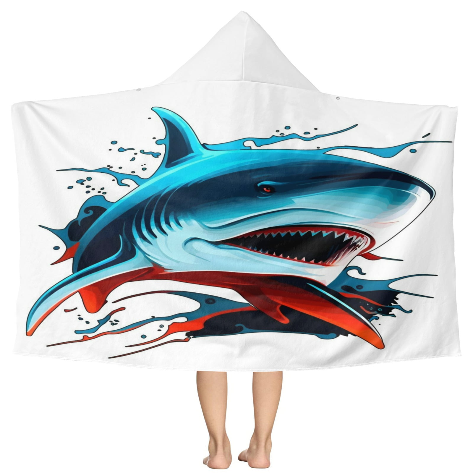 Street Sharks Pattern Beach Poncho - Microfiber - Towel - Kids Lightweight And Practical ...