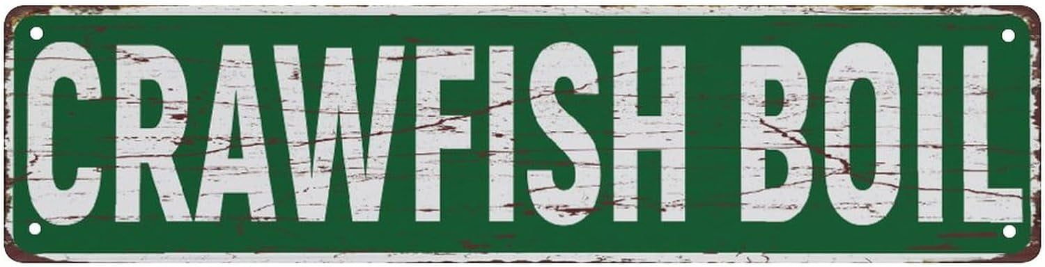 Street Sign Crawfish Boil Tin Sign, 4X16 Inch Vintage Aluminum Sign Man ...