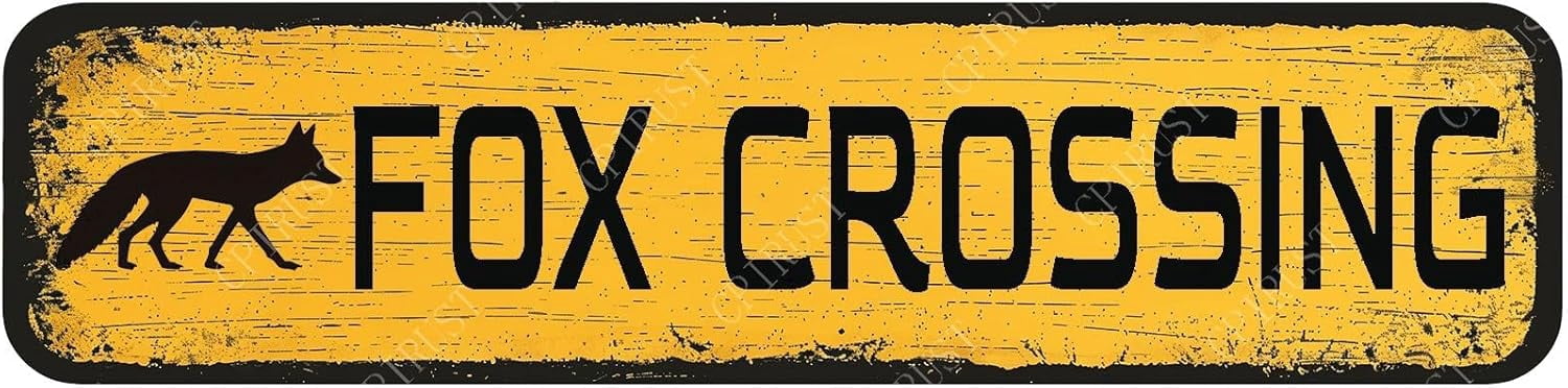 Street Sign Fox Crossing Vintage Metal Signs Funny Tin Sign for Home ...