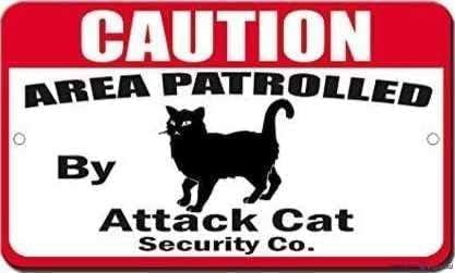 Street Sign Indication Warning Sign Area Patrolled By Attack Cats Tin ...