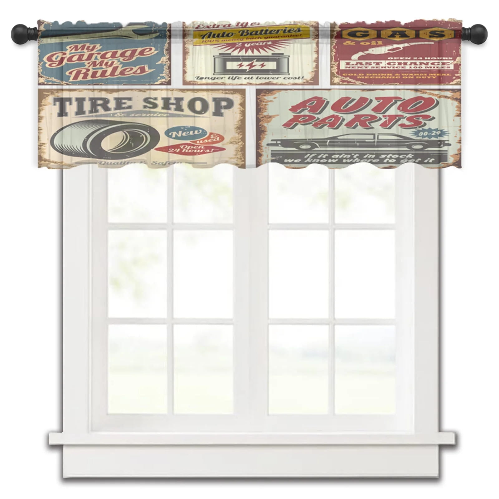 Street Sign Sailing Drink Kitchen Small Window Curtain Tulle Sheer ...