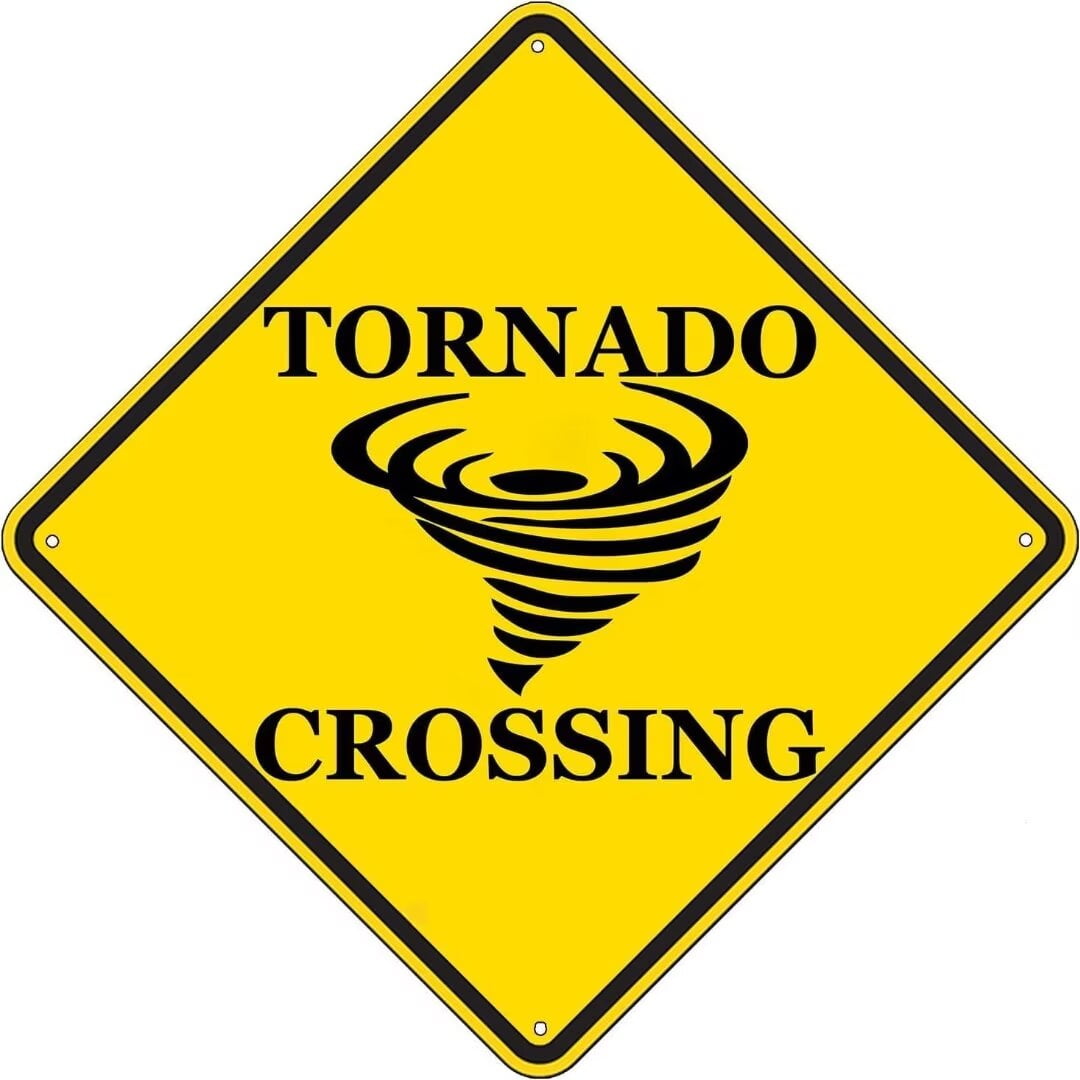 Street Sign Wall Art Plaque Warning Tornado Crossing Xing Tin Sign Yard ...
