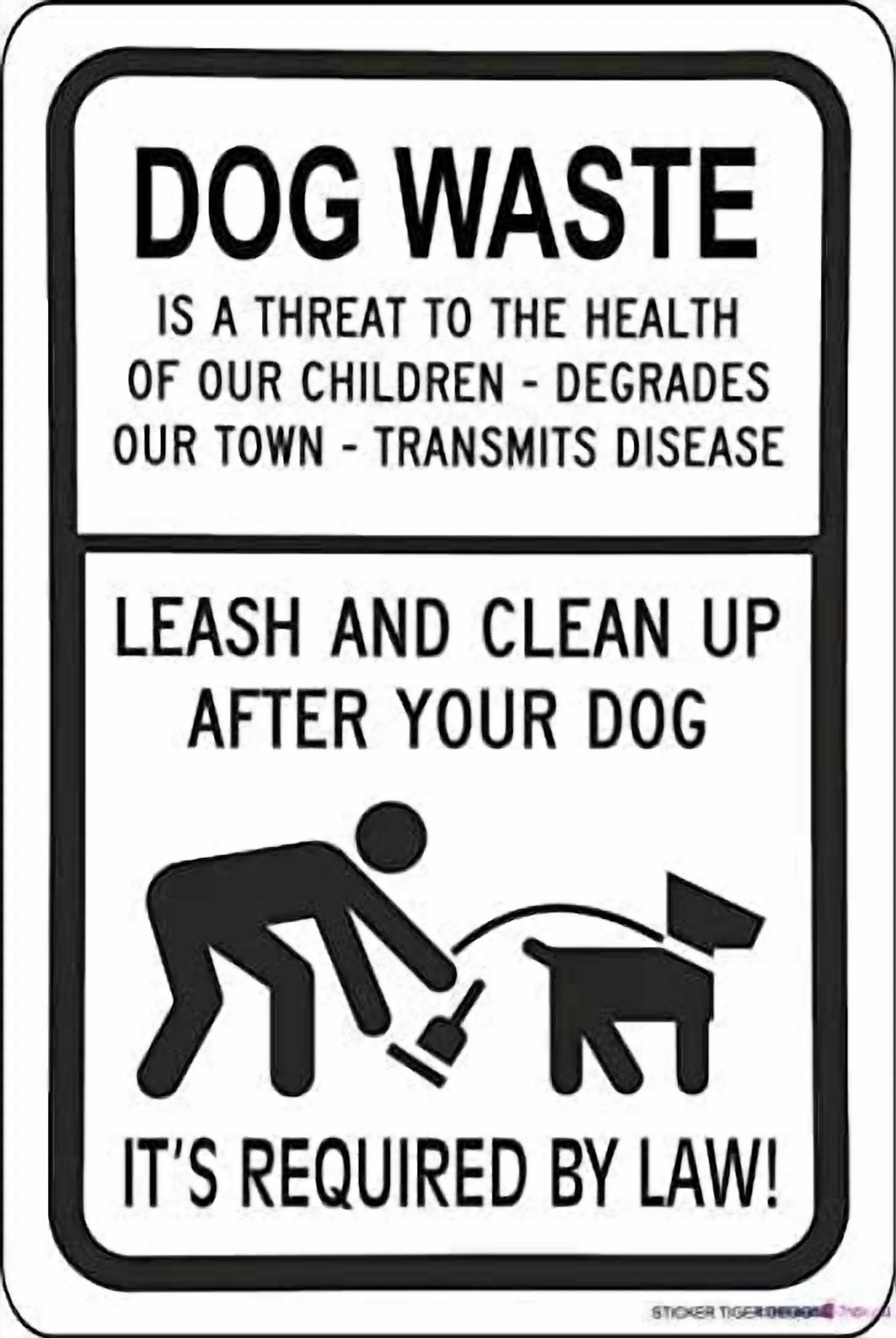 Street Sign Warning Plaque Dog Waste - Leash Clean Up After Your Dog ...