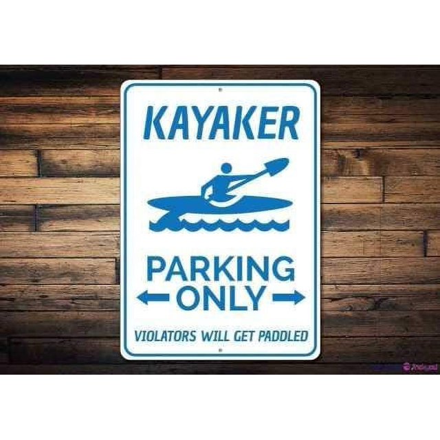 Street Sign Warning Plaque Metal Tin Kayaker Parking Kayak Man Cave ...