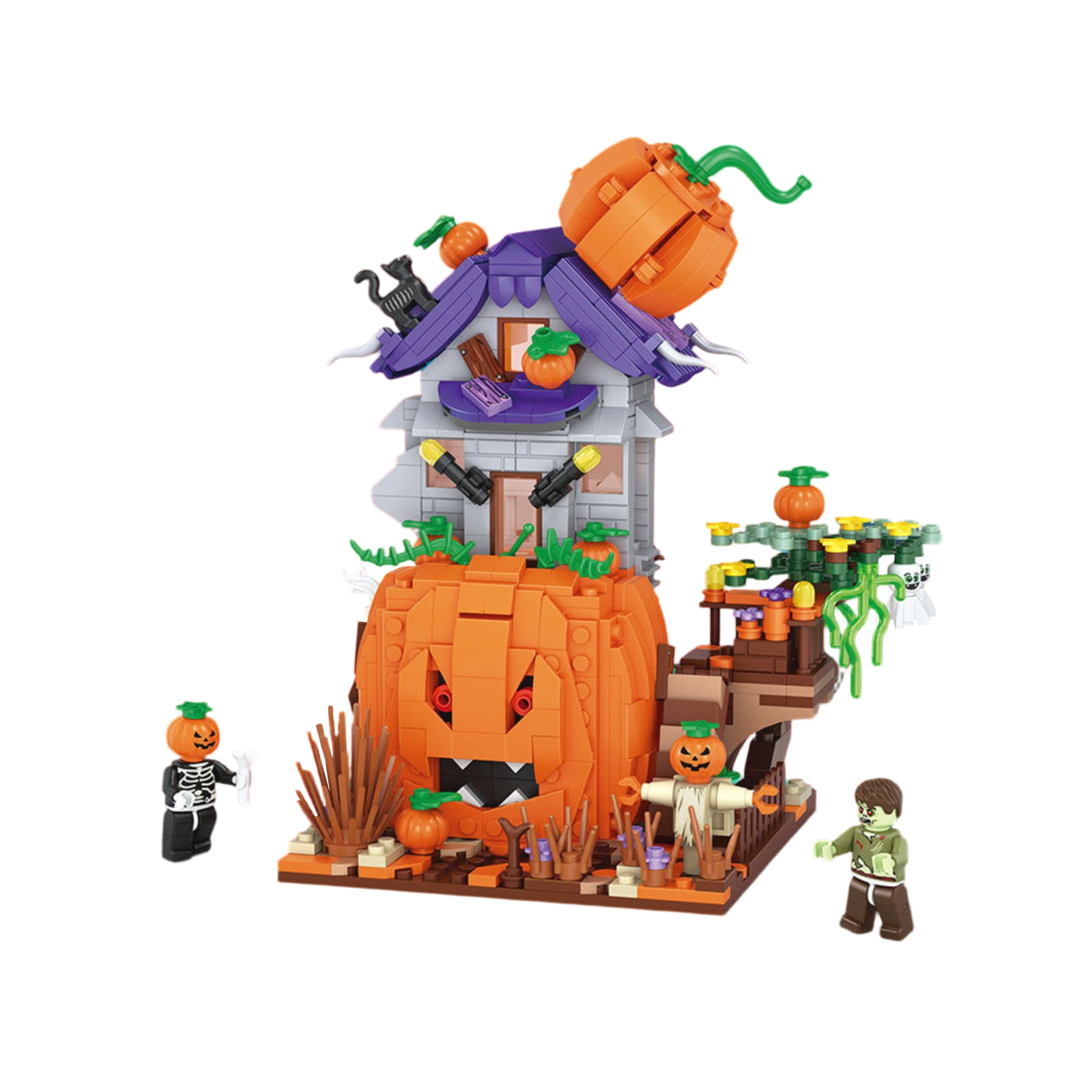 Street View Halloween Pumpkin House Bricks Model Set, 762Pcs DIY ...