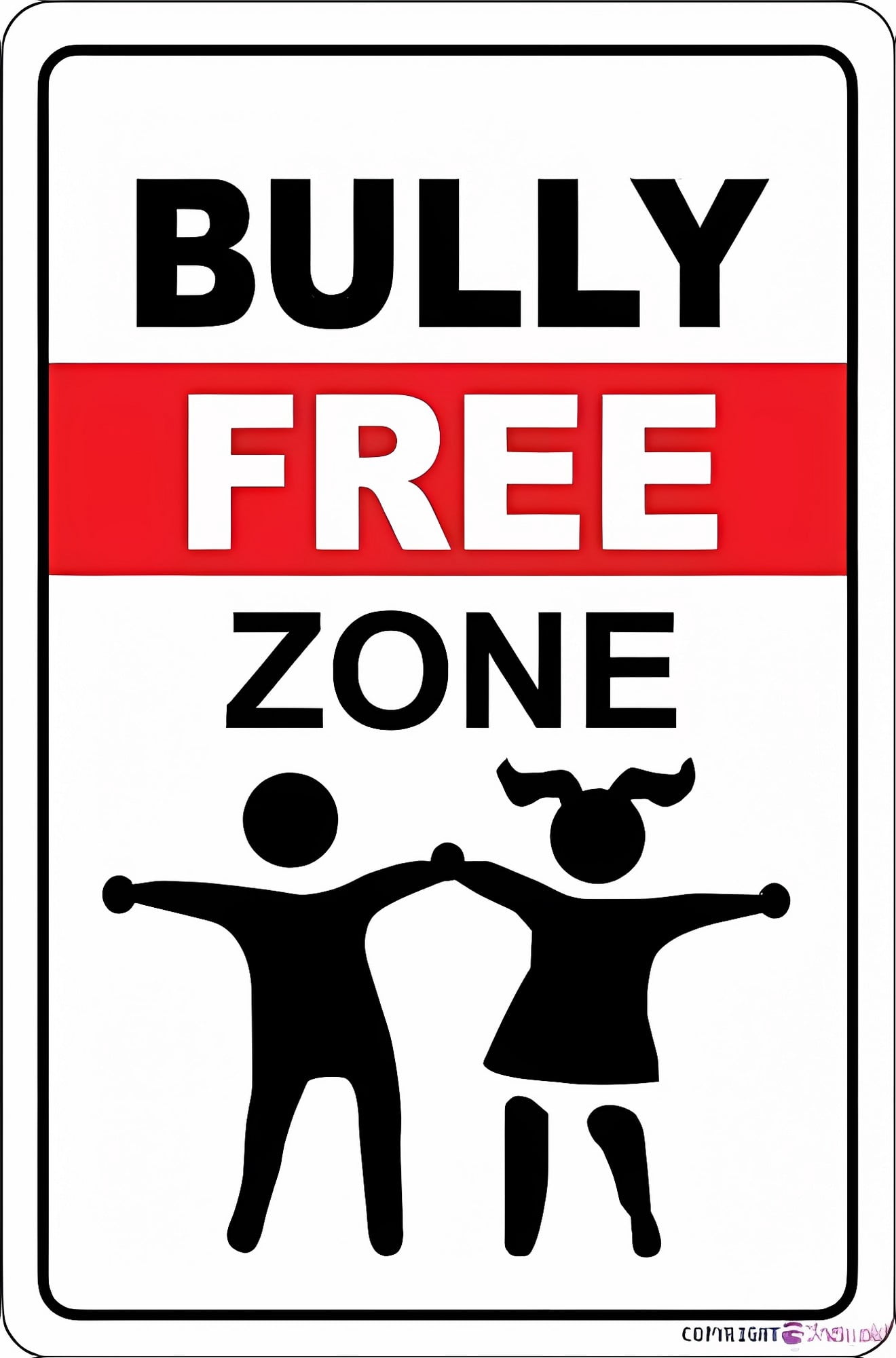 Street Warning Plaque Bully Free Zone With Symbol Sign - 8"x12 ...