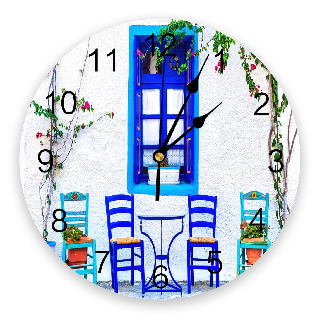 Street Window Chair Wall Clock Bedroom Silent Wall Digital Clock Living ...