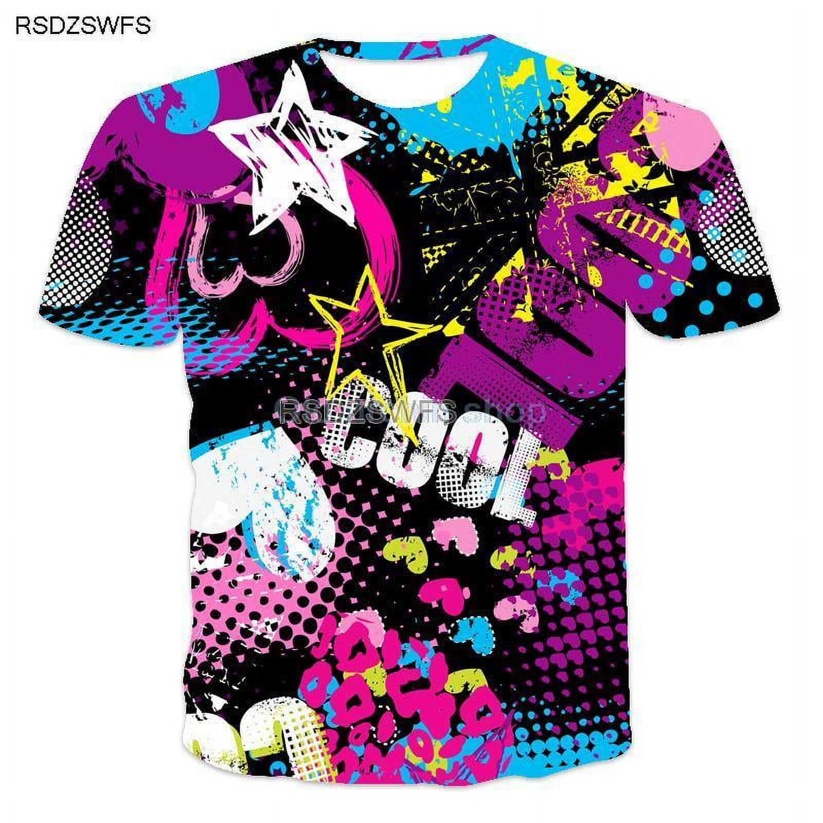 Street men's graffiti 3D printing three-dimensional T-shirt 2025 new ...