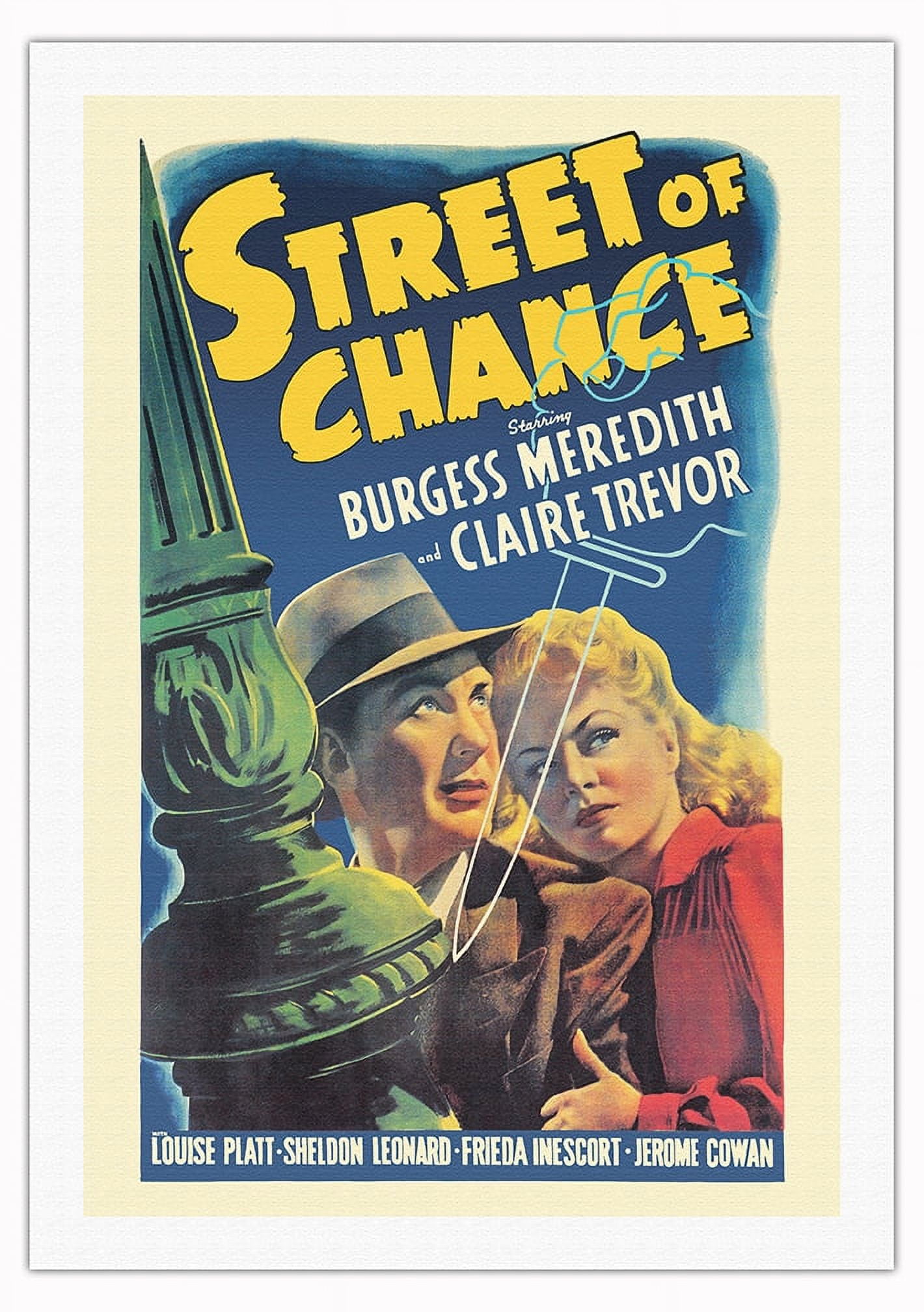 Street of Chance - Starring Burgess Meredith and Claire Trevor - Vintage Film Noir Movie Poster ...