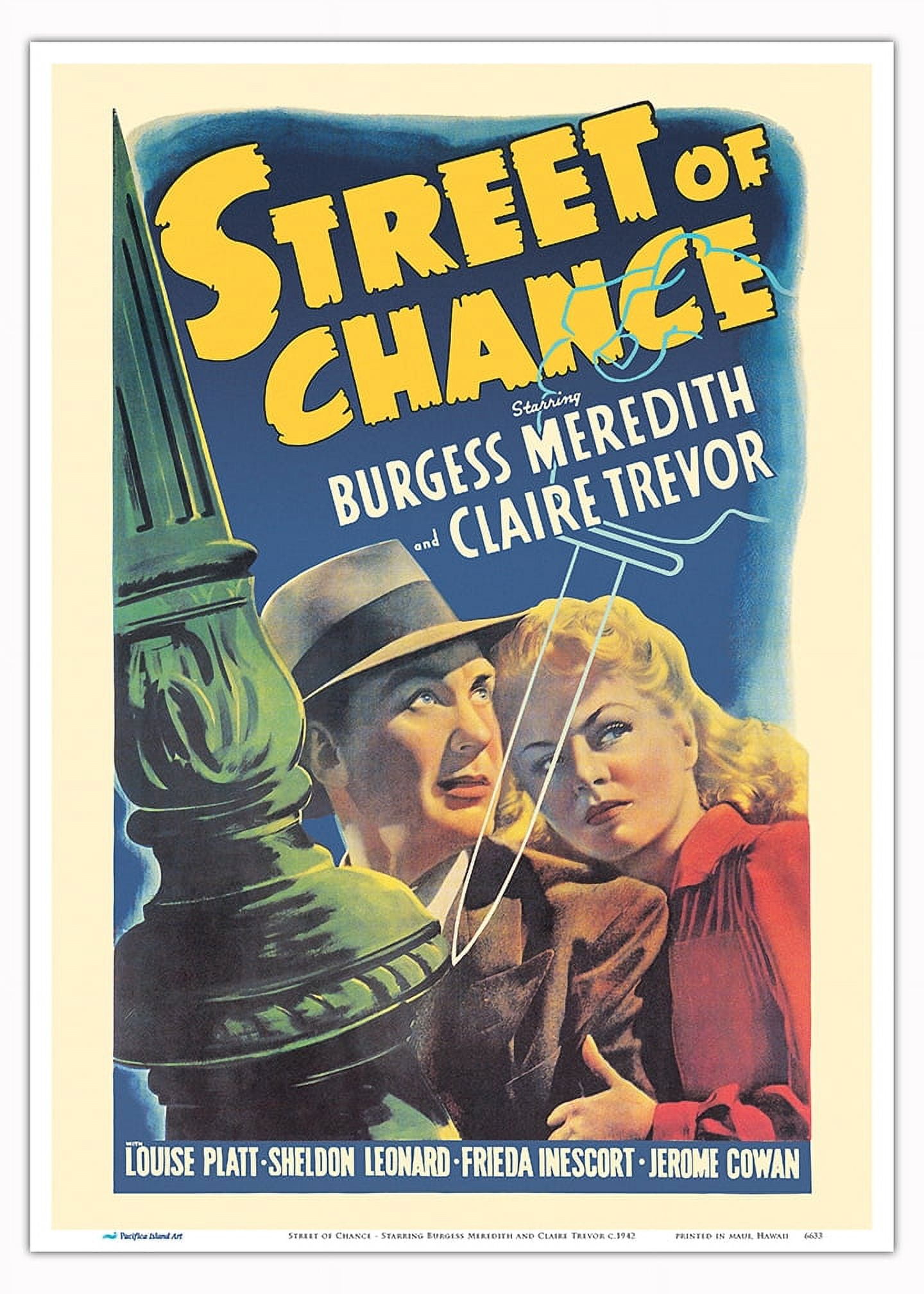 Street of Chance - Starring Burgess Meredith and Claire Trevor - Vintage Film Noir Movie Poster ...