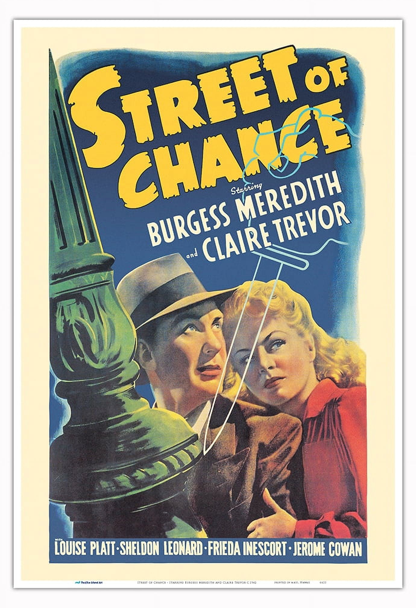Street of Chance - Starring Burgess Meredith and Claire Trevor - Vintage Film Noir Movie Poster ...