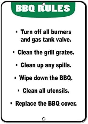 Street sign warning plaque Bbq: Turn Off Burners & Gas Tank Clean Grill ...
