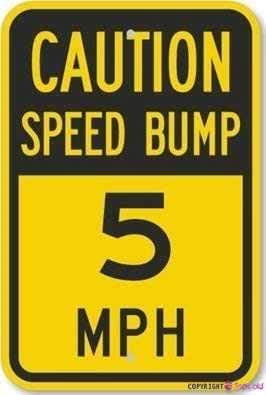 Street sign warning plaque Caution Speed Bump - 5 Mph Metal Tin Sign ...