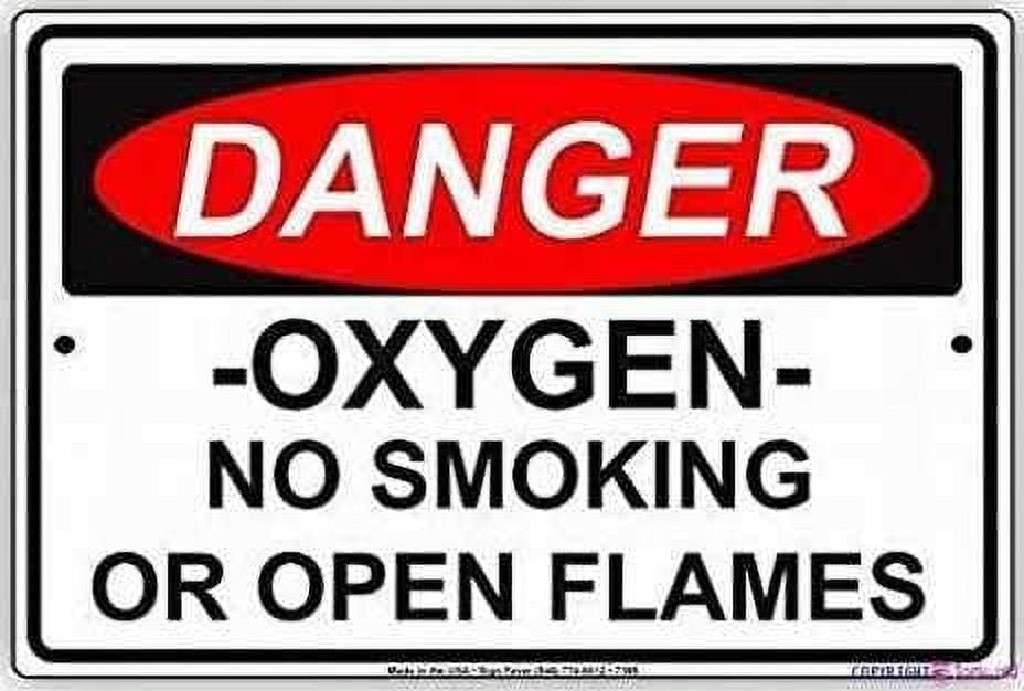 Street sign warning plaque Danger Oxygen No Smoking Or Open Flames ...