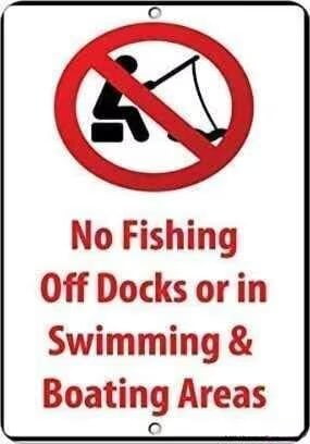 Street sign warning plaque No Fishing Off Docks In Swimming Boating ...