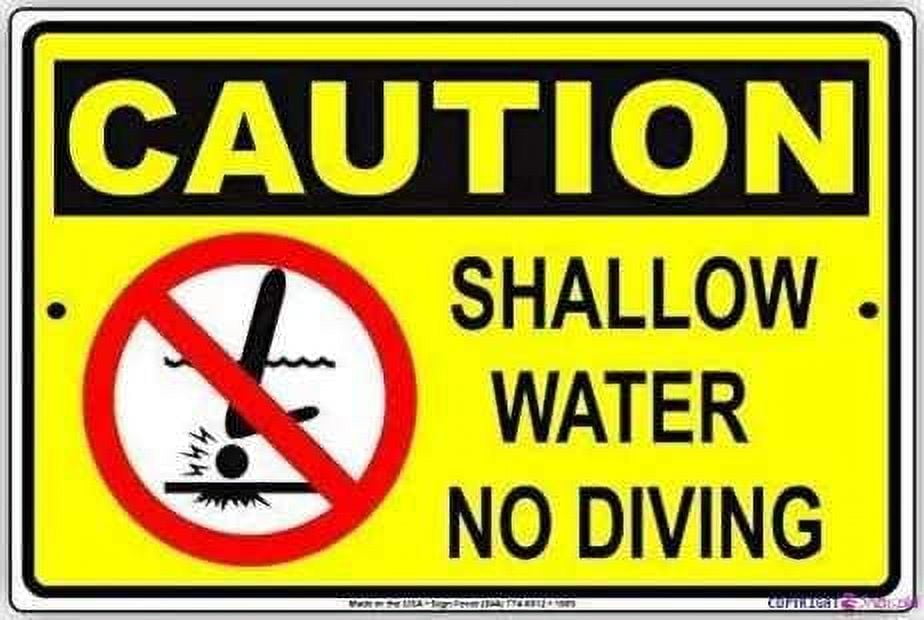 Street sign warning plaque Metal Tin Caution Shallow Water No Diving ...