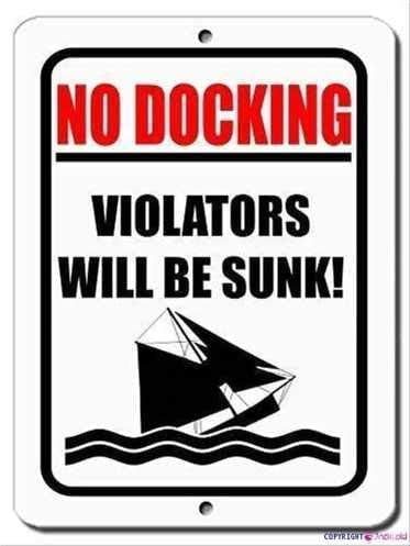Street sign warning plaque Metal Tin No Docking Boating Garage Home ...