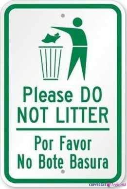 Street sign warning plaque Metal Tin Please Do Not Litter Por Favor No ...