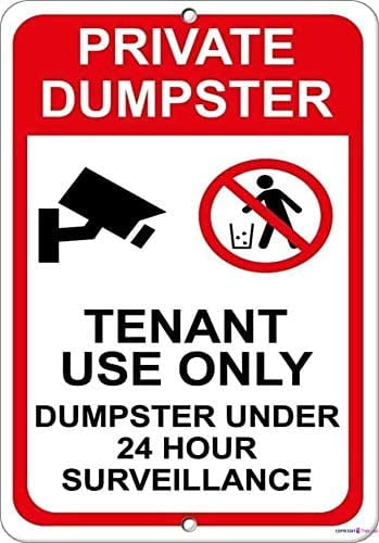 Rustic Metal Tin Street Sign Warning Plaque - Private Dumpster Use ...
