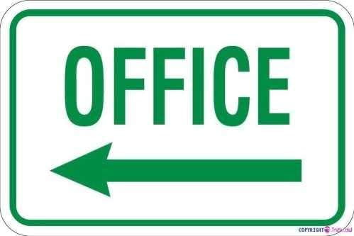 Street sign warning plaque Office With Left Arrow Green Room Plaque ...