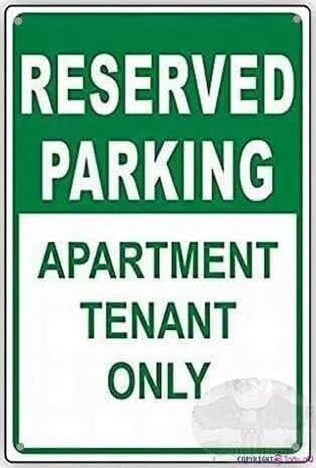 Street sign warning plaque Reserved Parking Apartment Tenant Only Green ...