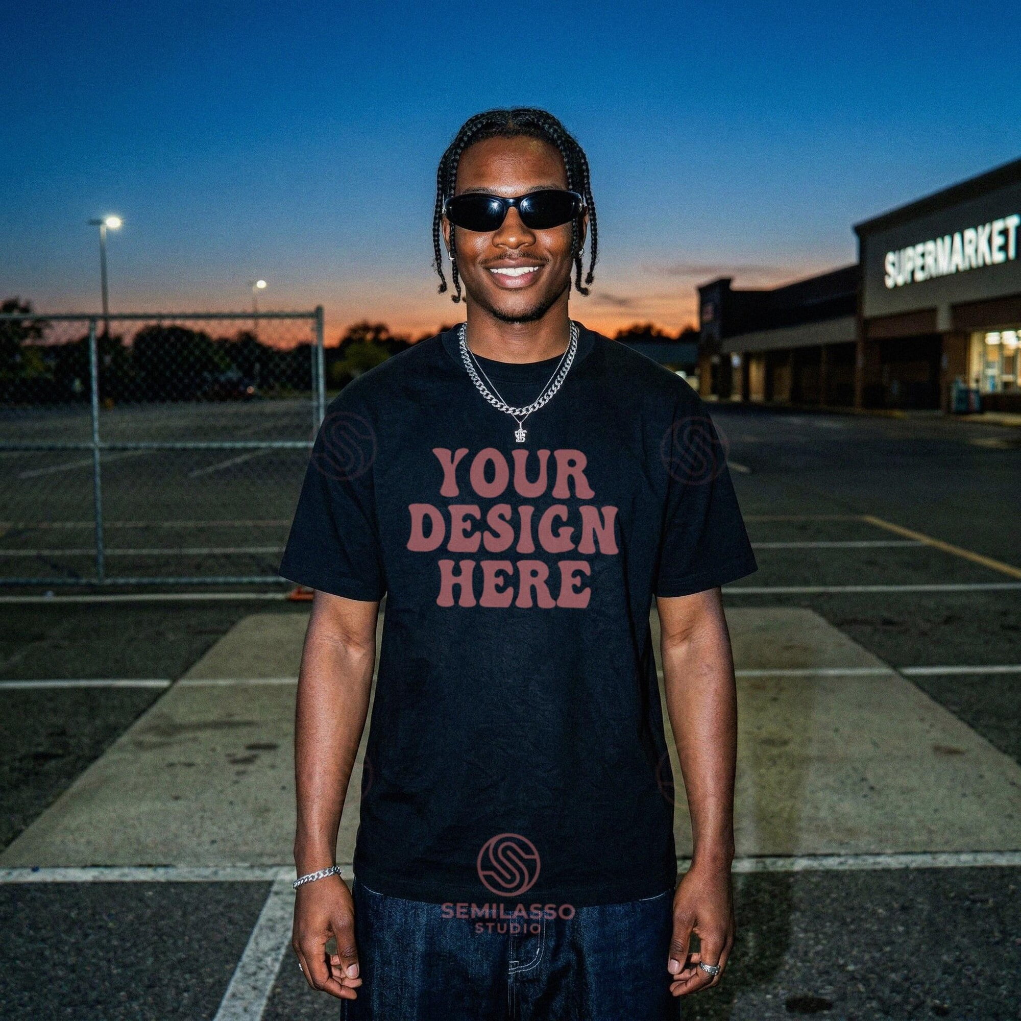 Streetwear C1717 Black Model Mockup Realistic Male Model - Walmart.com