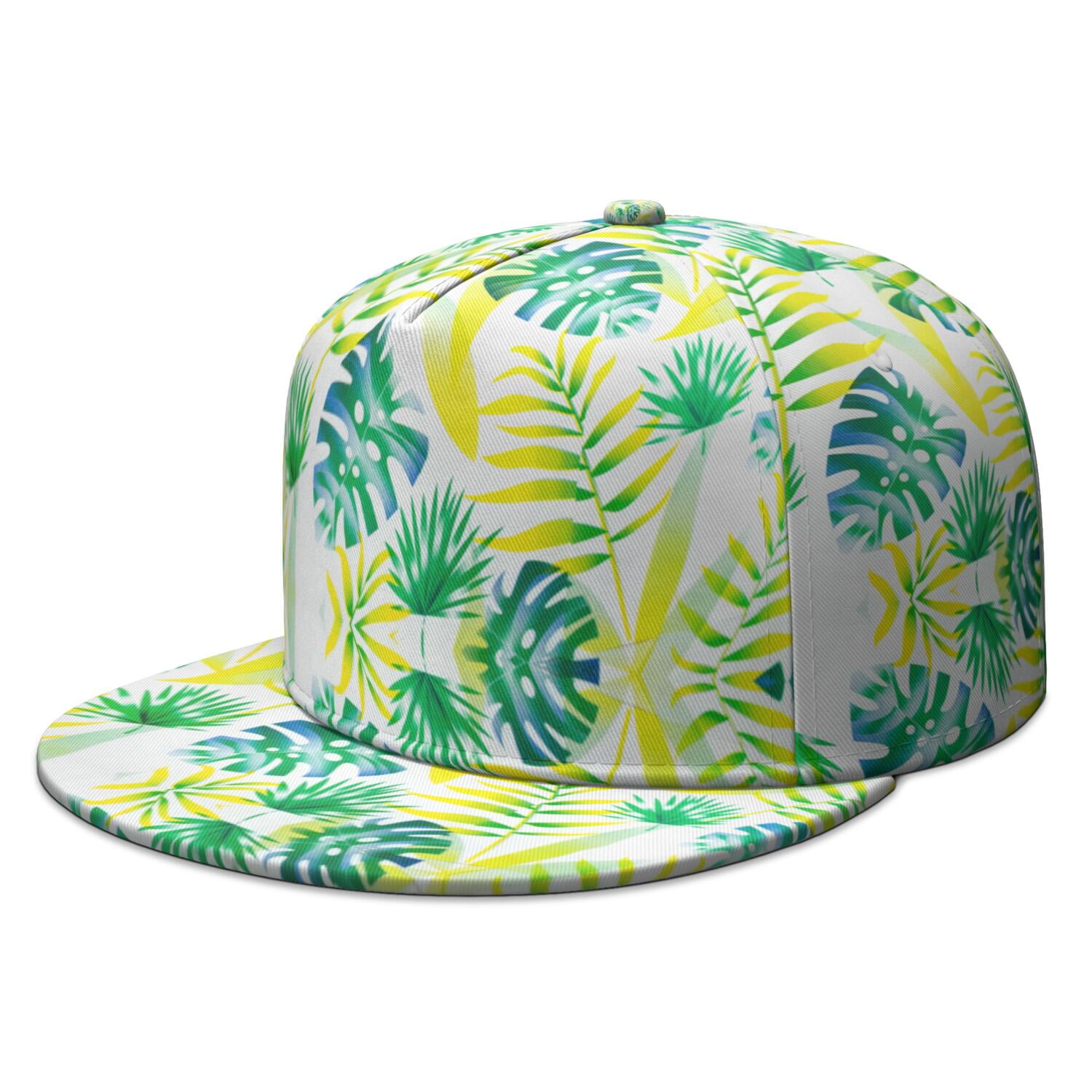 Streetwear Flat Bill Hat - Vibrant Tropical Floral & Botanical Print ...