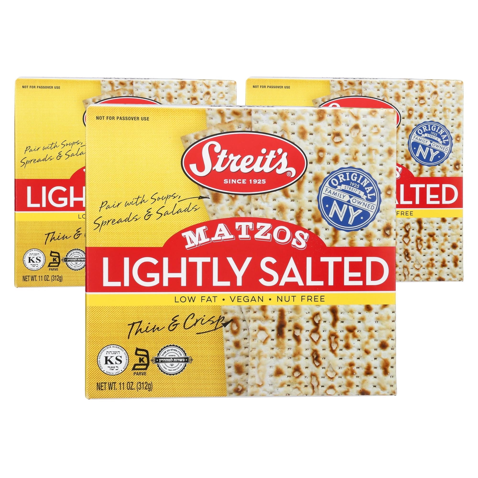 Streit's Lightly Salted Matzo - Thin & Crispy, Non-GMO, Low Fat, Vegan ...