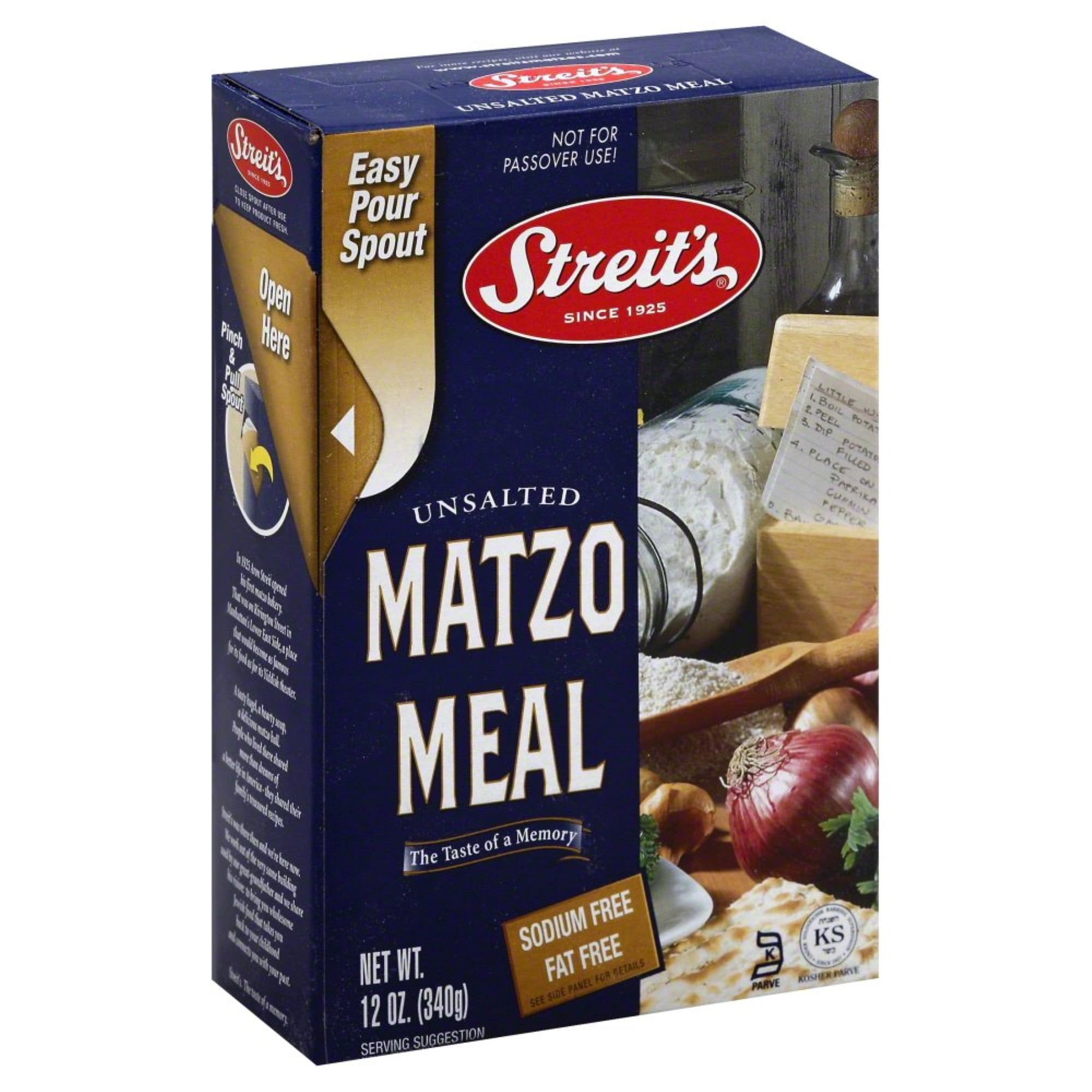 Streit's Healthy Unsalted Matzo Meal, 12 oz for Cooking and Baking ...