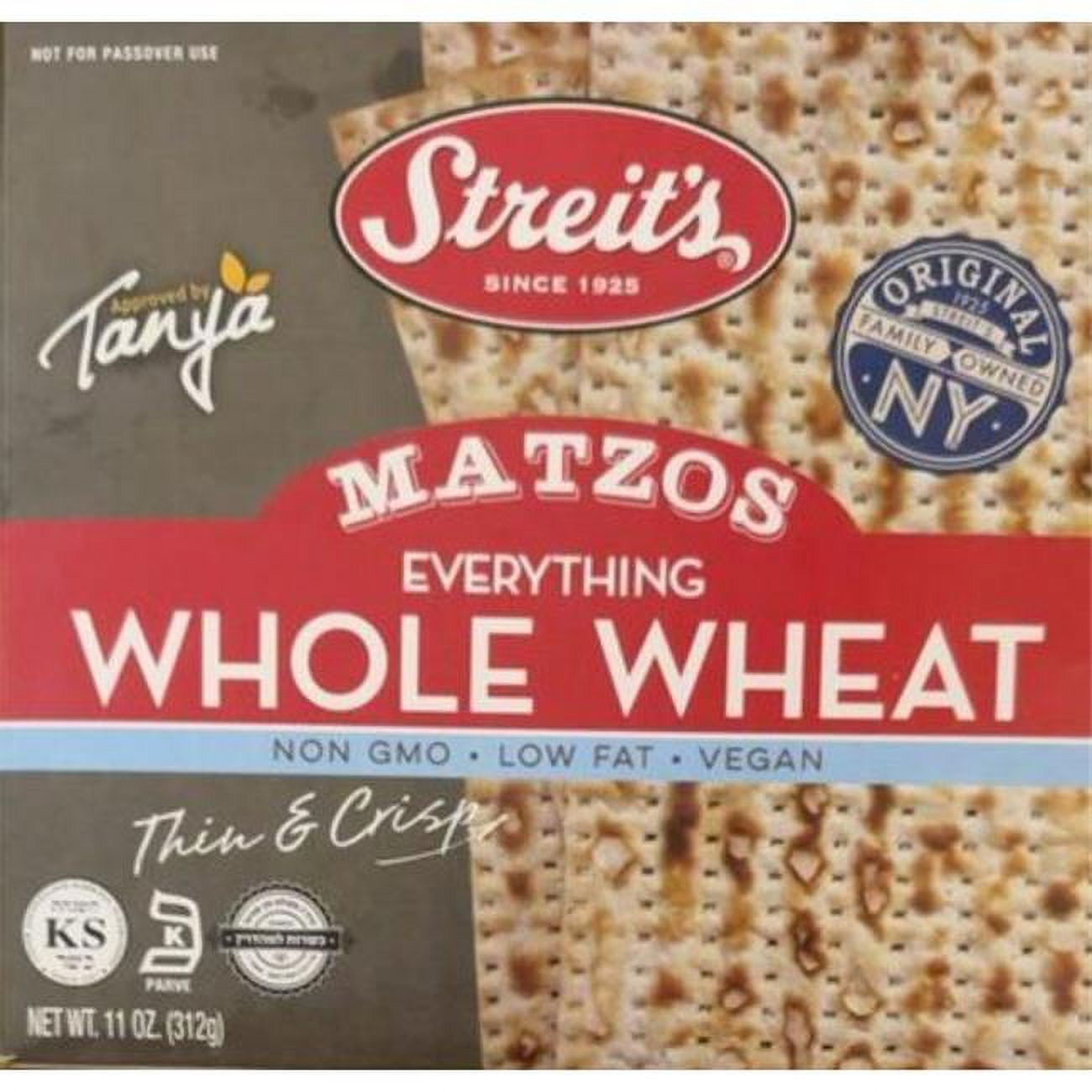 Streits 11 oz Matzo Everything Whole Wheat Crackers - Pack of 12 ...