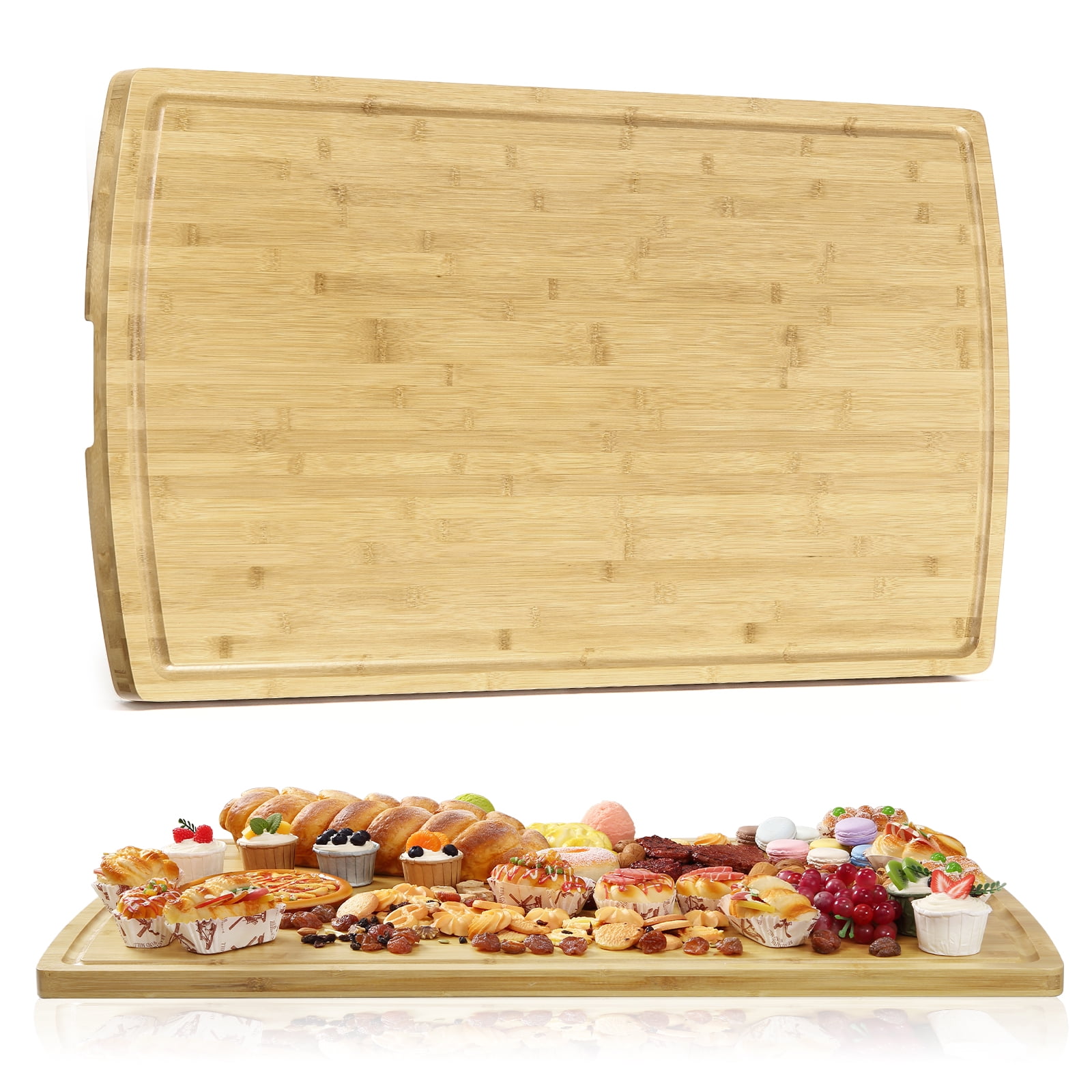 Strelect Bamboo Butcher Block Cutting Board, Extra Large Cutting Boards ...