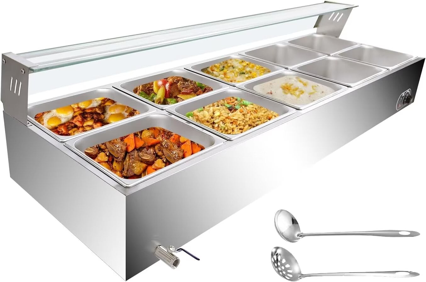 Strelect Commercial Grade Stainless Steel Bain Marie Buffet Food Warmer ...