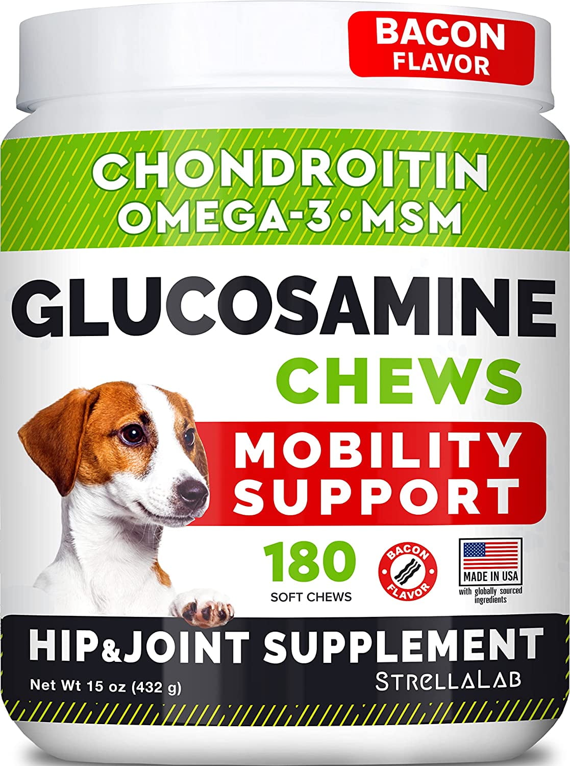 StrellaLab Glucosamine Chews for Dogs, Hip and Joint Supplement, MSM ...