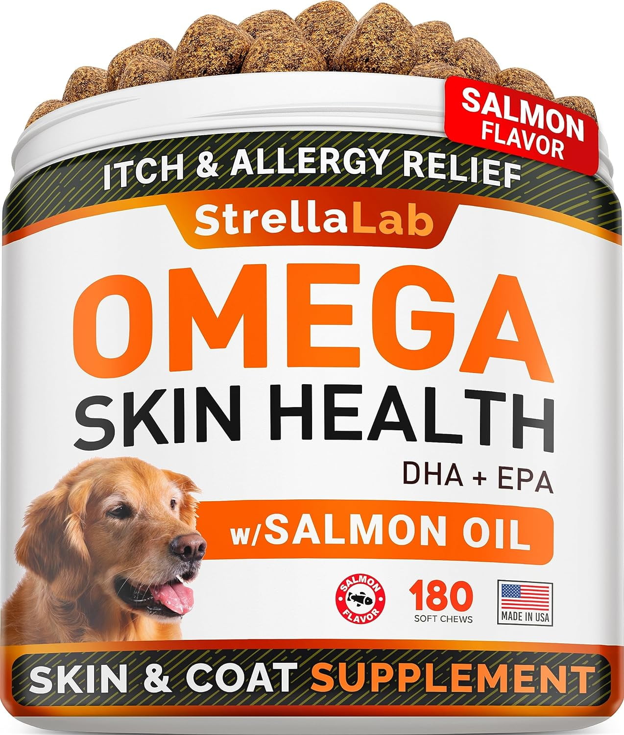 StrellaLab Omega Skin Health With Salmon Oil, For Dogs & Cats, Salmon ...