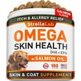 StrellaLab Omega Skin Health With Salmon Oil, For Dogs & Cats, Salmon, 180 Soft Chews, 18 oz ...